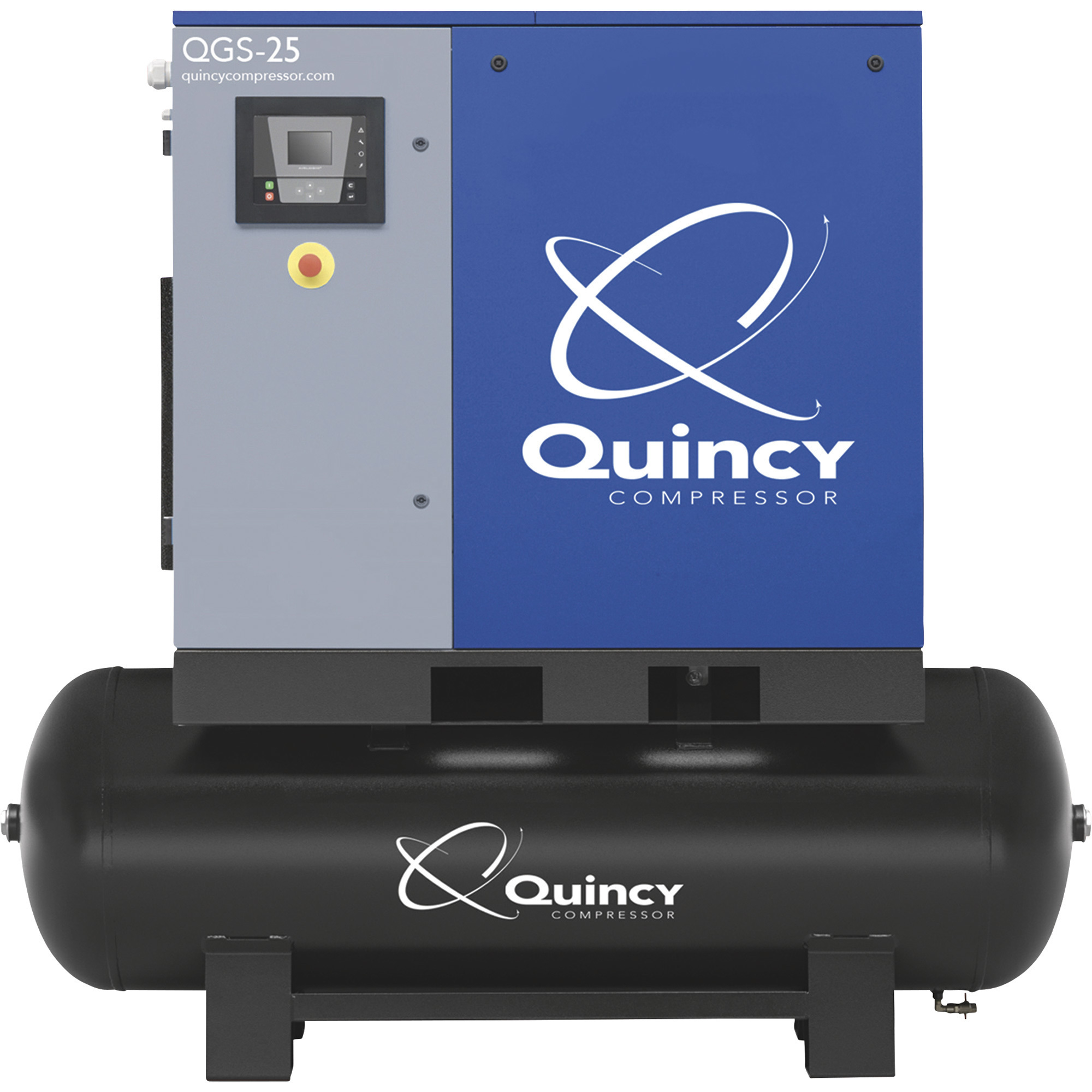 Quincy QGS Rotary Screw Air Compressor with Dryer, 7.5 HP, Tri-Voltage: 200-208V, 230V, 460V, 3 ...